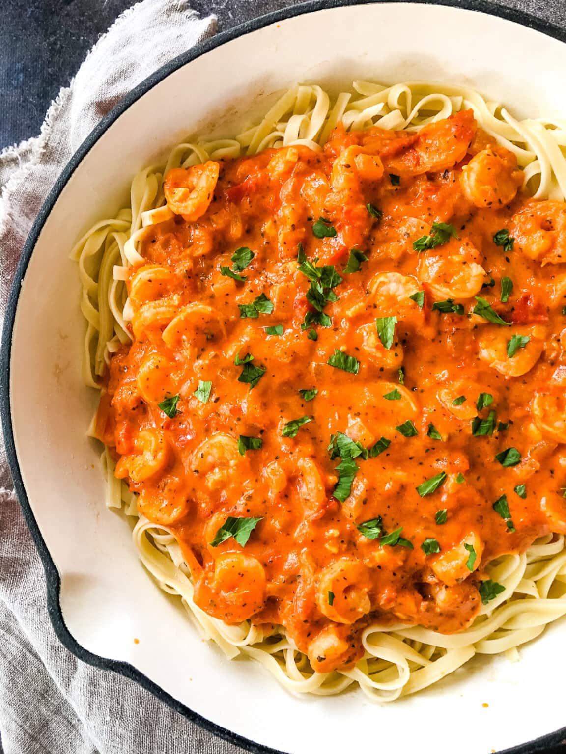 Creamy Tomato Basil Shrimp Pasta - Our Tasty Kitchen